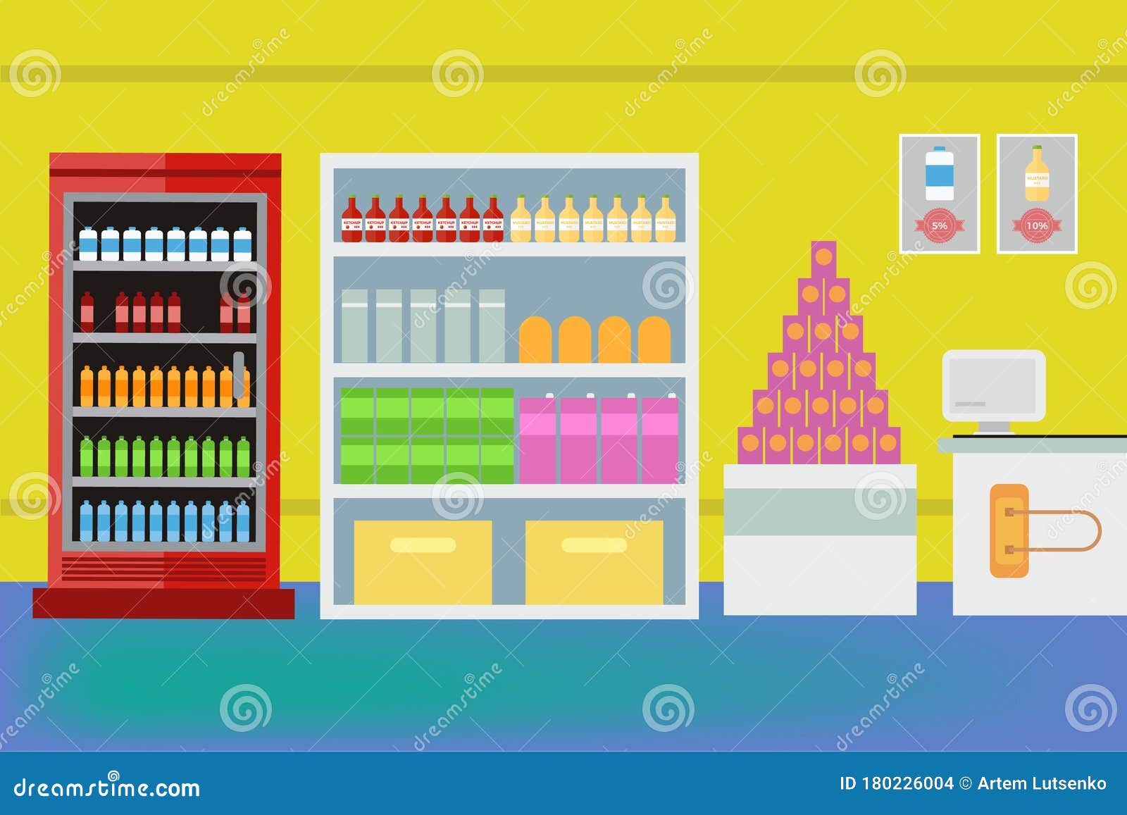 Supermarket Deli Department Isolated Cartoon Vector Illustrations ...