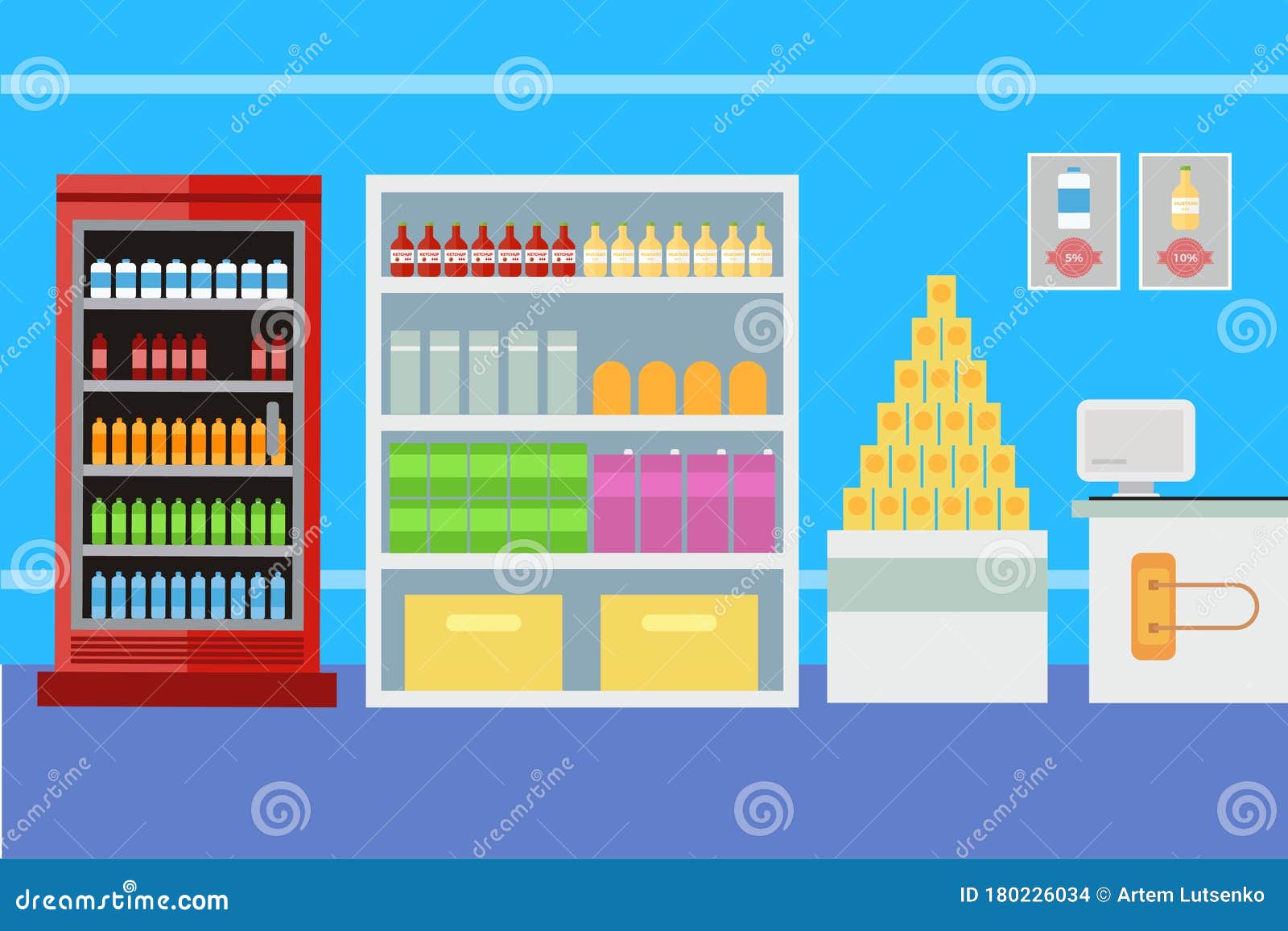 Supermarket Deli Department Isolated Cartoon Vector Illustrations ...