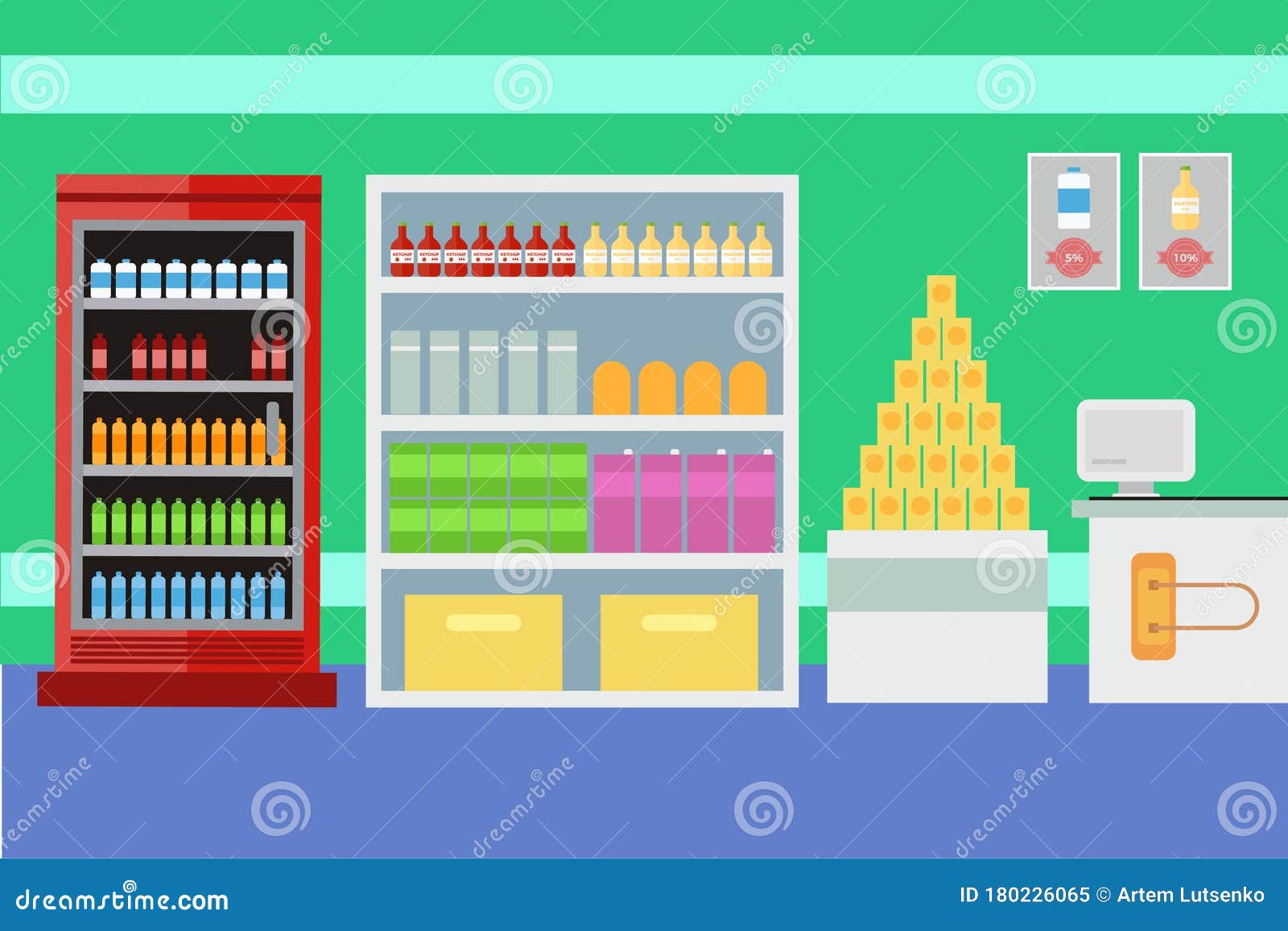 Supermarket Deli Department Isolated Cartoon Vector Illustrations ...