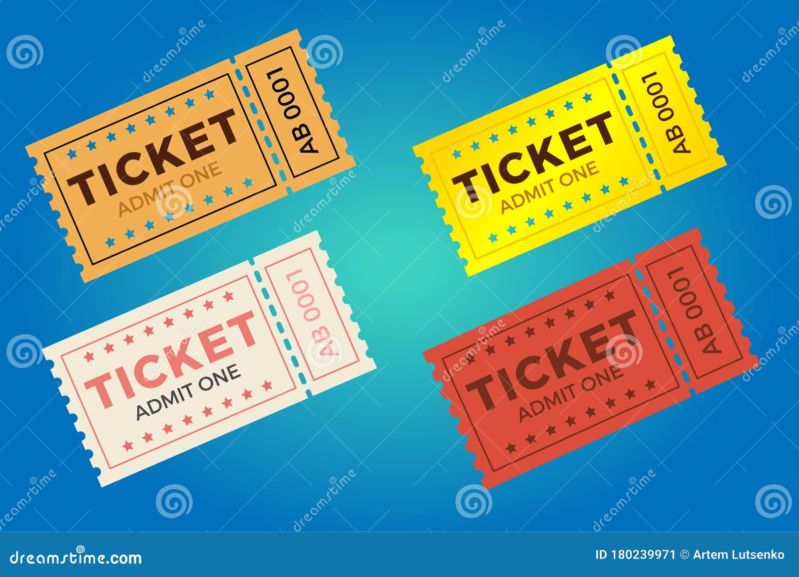 Ticket Icon Vector Illustration in the Flat Style. Ticket Stub Isolated ...