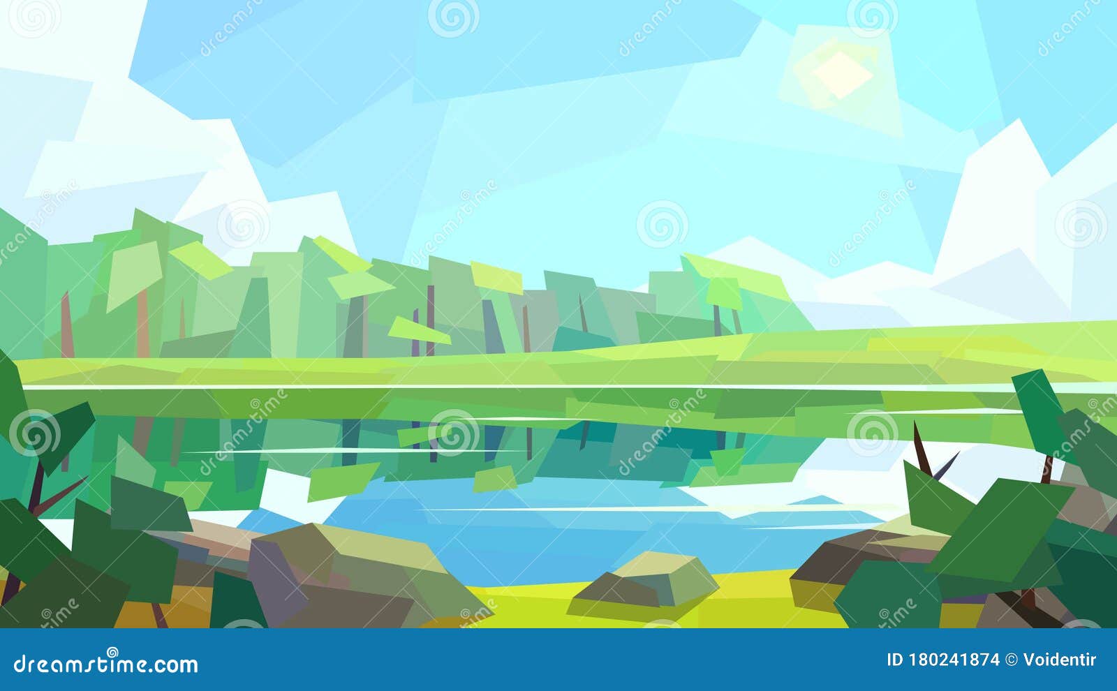 Low Poly Reflection in Water Stock Vector - Illustration of open ...