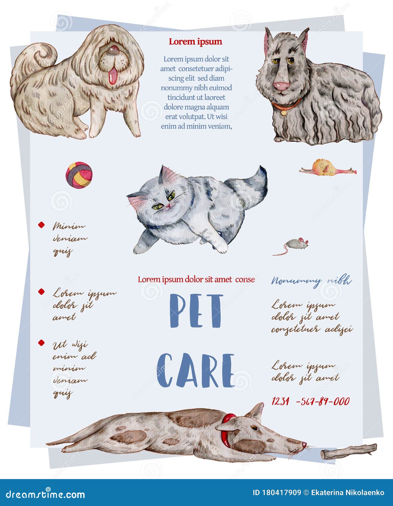 Pet Care Banner with Watercolor Cats and Dogs. Vet Service, Cats and ...