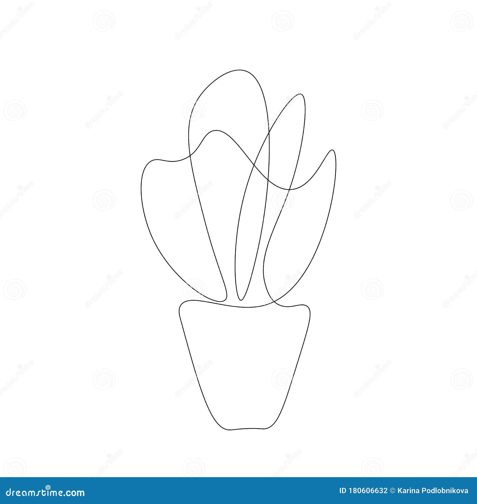 Flower in Pot One Line Drawing Vector Illustration Stock Vector ...