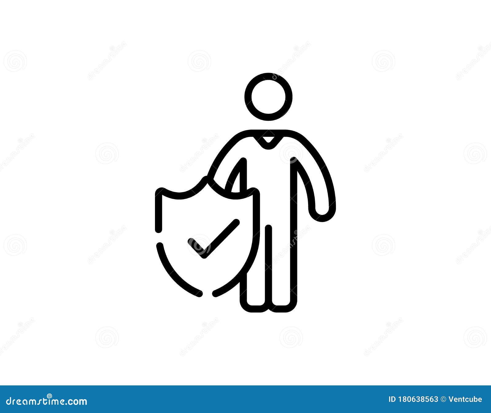 Stick Man with Shield Protecting Personal Data Concept Man Holding ...