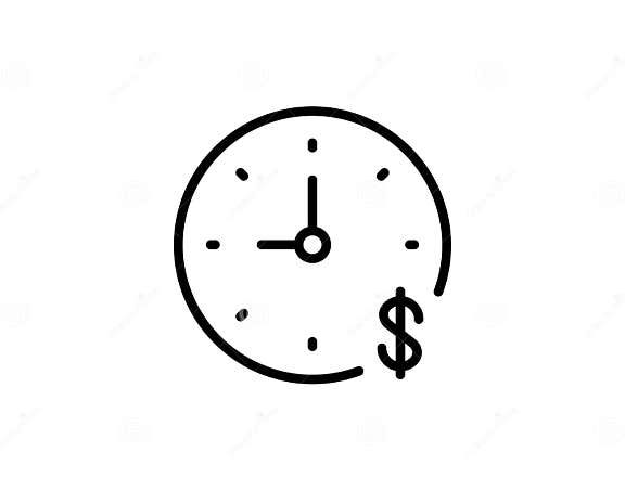 Vector Time is Money, Clock with Coin Line Icon. Symbol and Sign ...