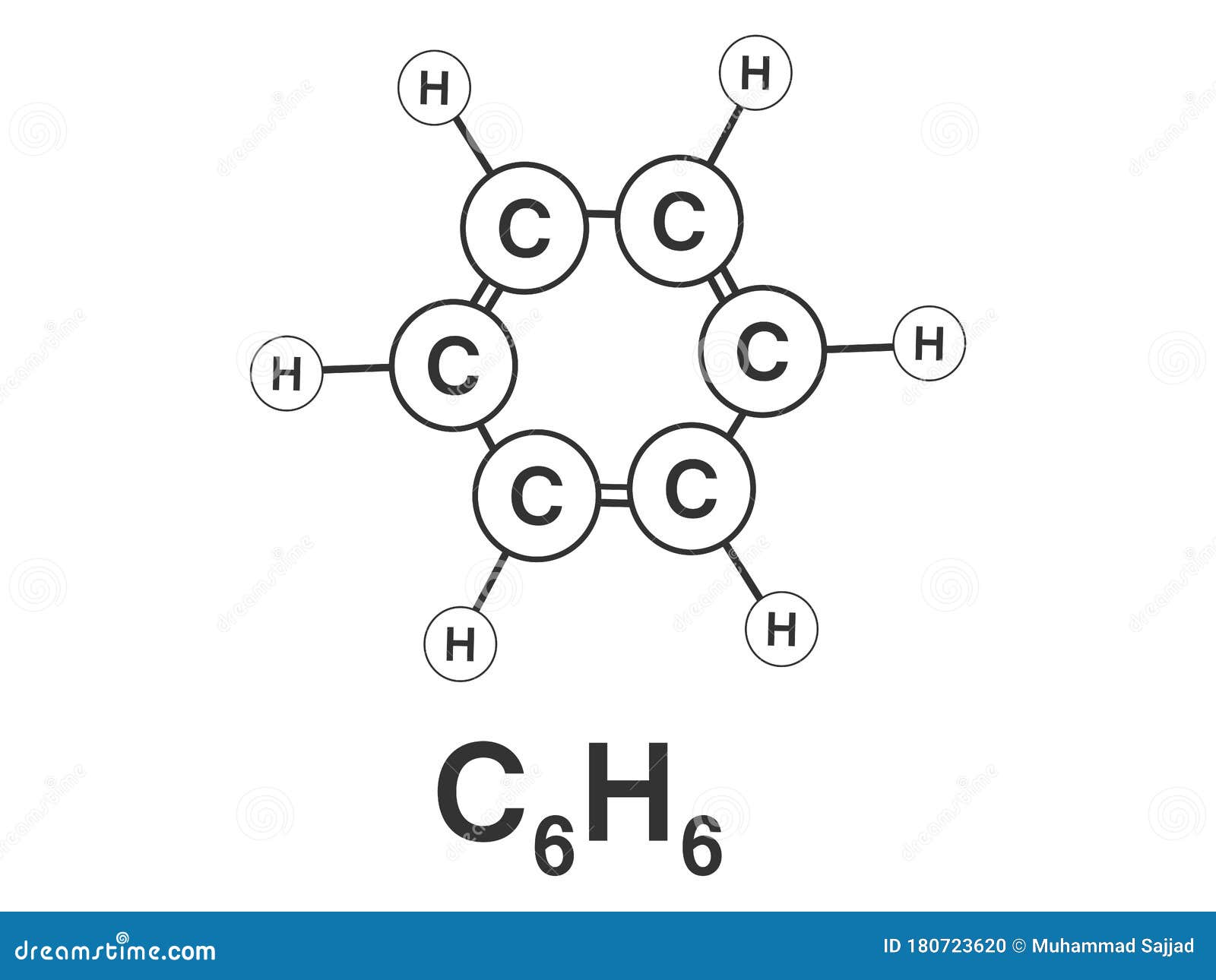 Benzene Molecular Structure On Black Background Royalty-Free Stock ...
