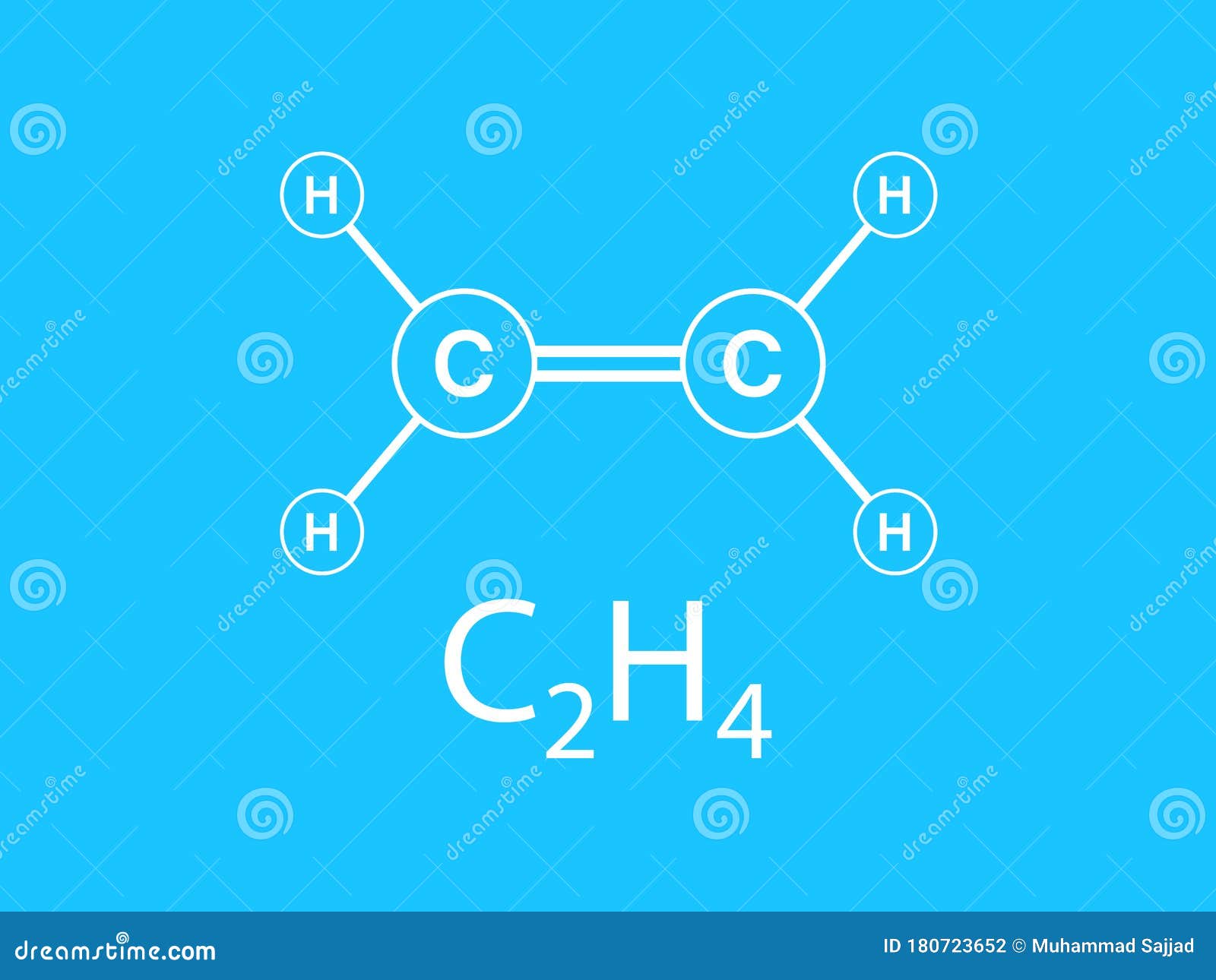 Ethylene C2H4 Organic Compound Molecular Structure Vector Illustration ...