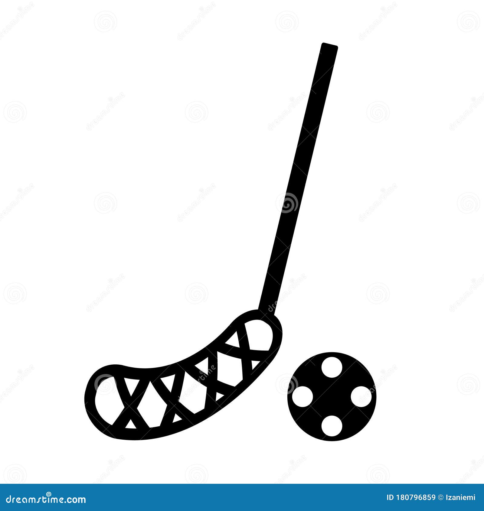 Floorball Icon, B&W Vector Illustration. Stock Vector - Illustration of ...