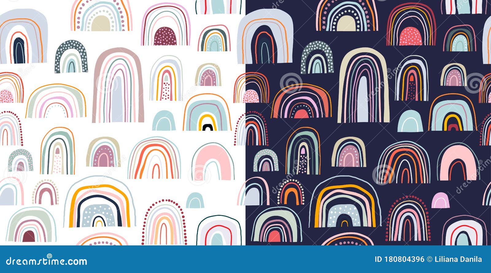 Childish Seamless Patterns Set with Rainbows, Stock Vector ...