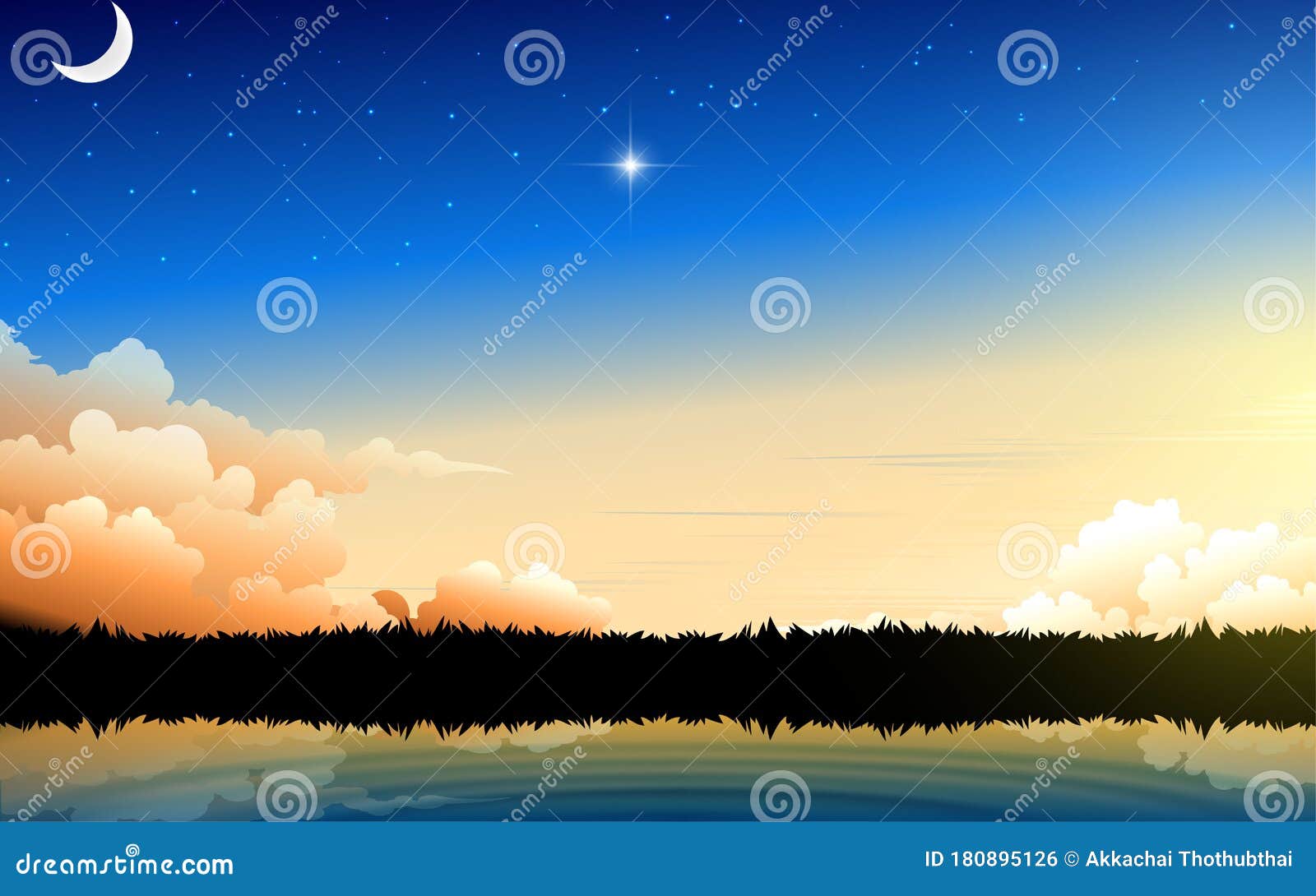 Landscape of Swamp in Sunset Stock Vector - Illustration of river ...
