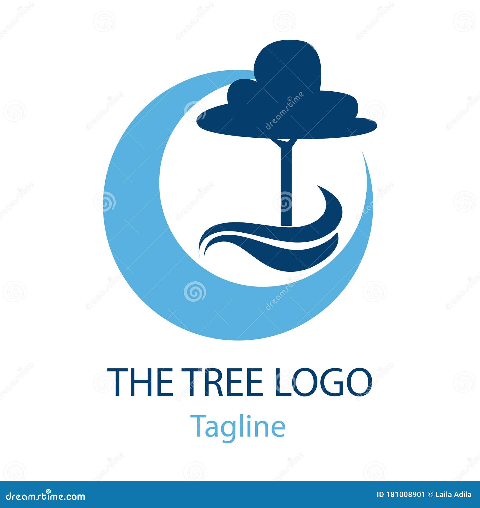 Tree Logo and Waves and Crescent Stock Vector - Illustration of ...
