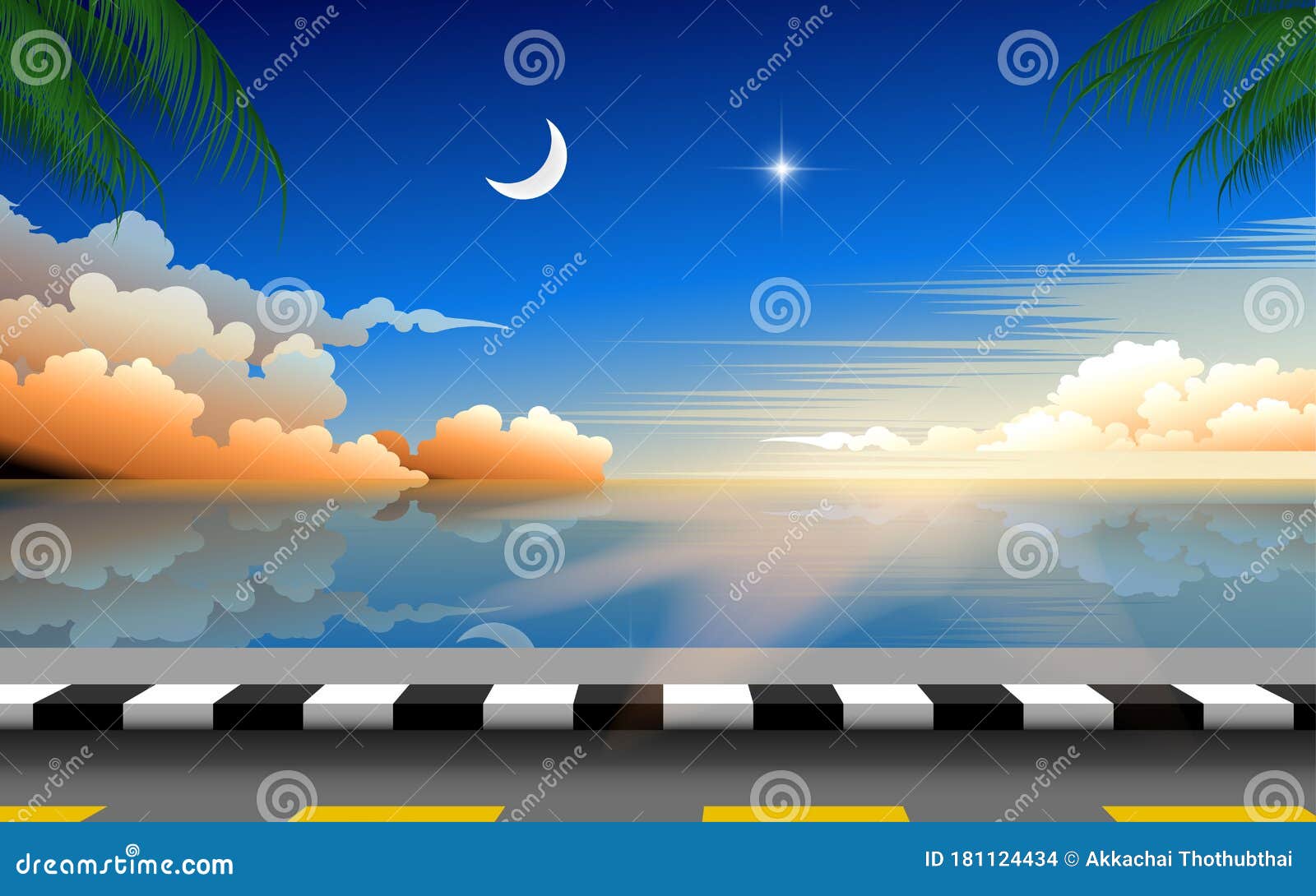 Landscape of Swamp in Sunset Stock Vector - Illustration of morning ...