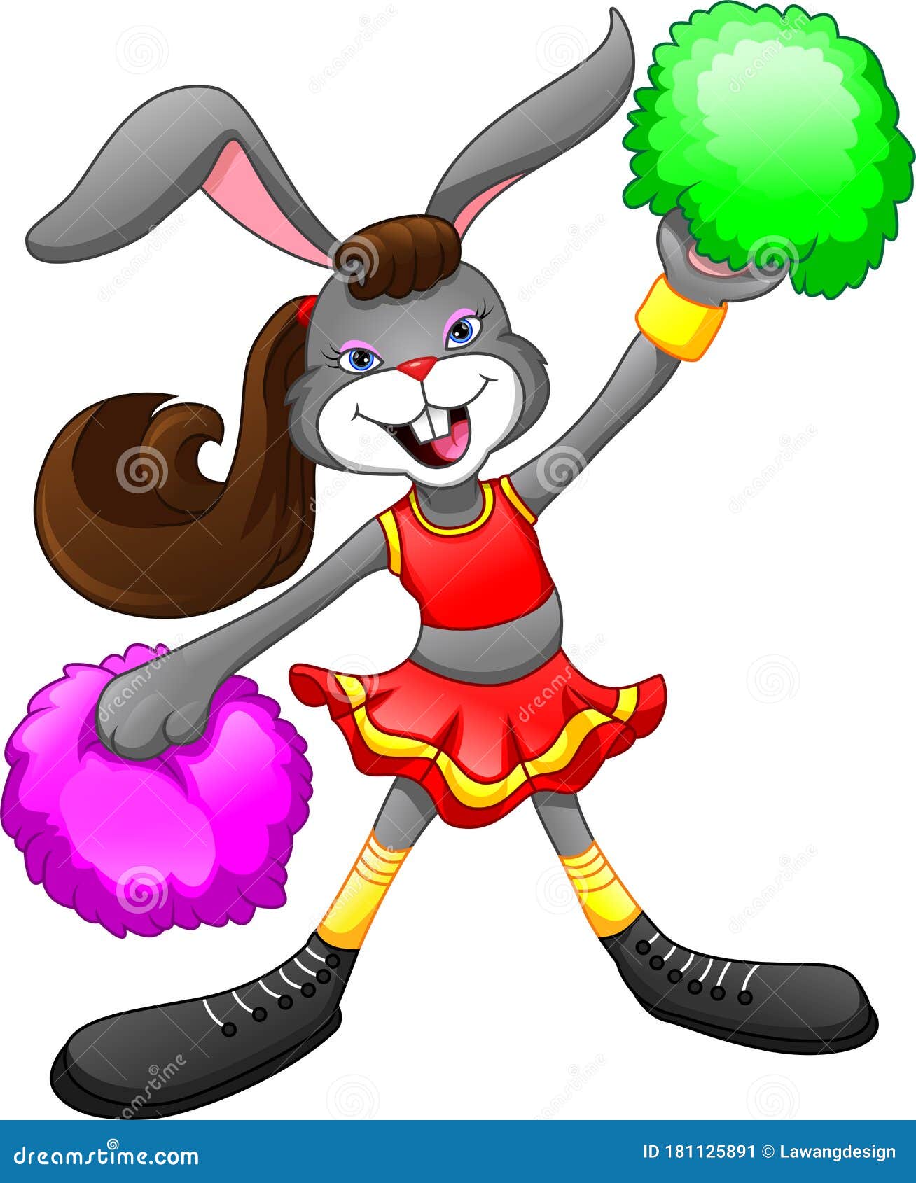Cute Rabbit Wearing Cheerleader Costume Stock Vector - Illustration of ...
