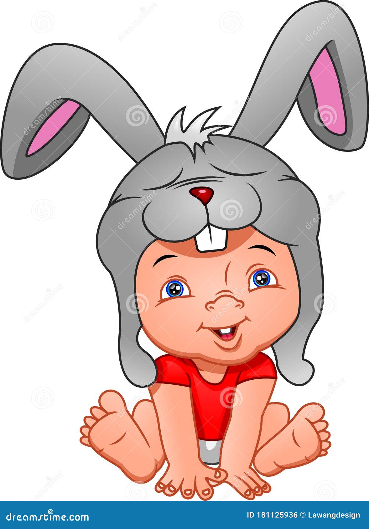 Cute Little Boy Wearing a Rabbit Hat on a White Background Stock Vector ...