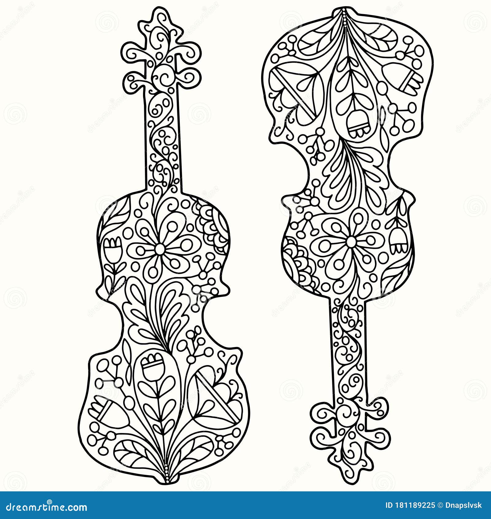 Violin Coloring Book For Adults Vector | CartoonDealer.com #67663791