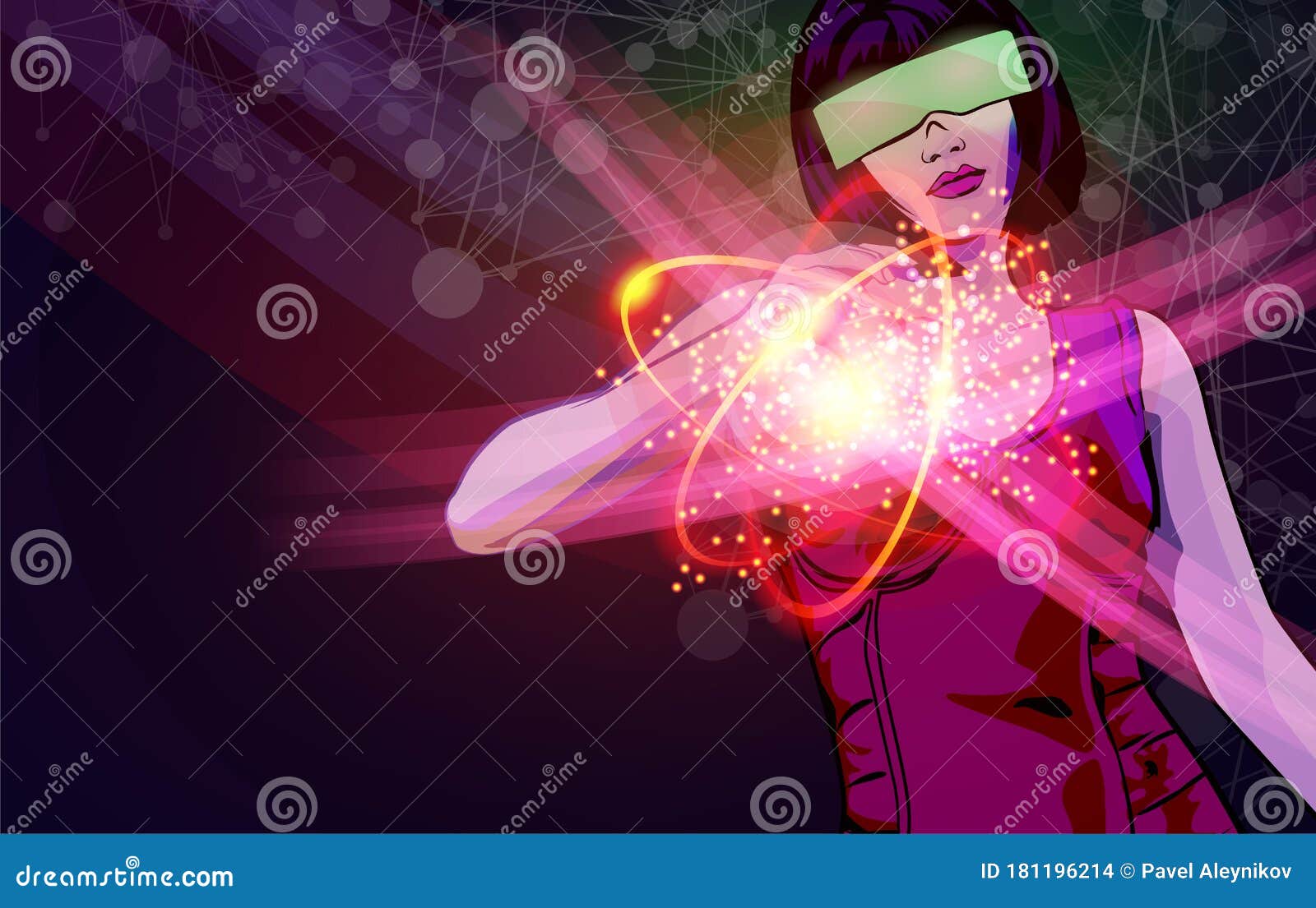 Woman Wearing Virtual Reality Headset. Vr Glasses and Lady. Futuristic ...