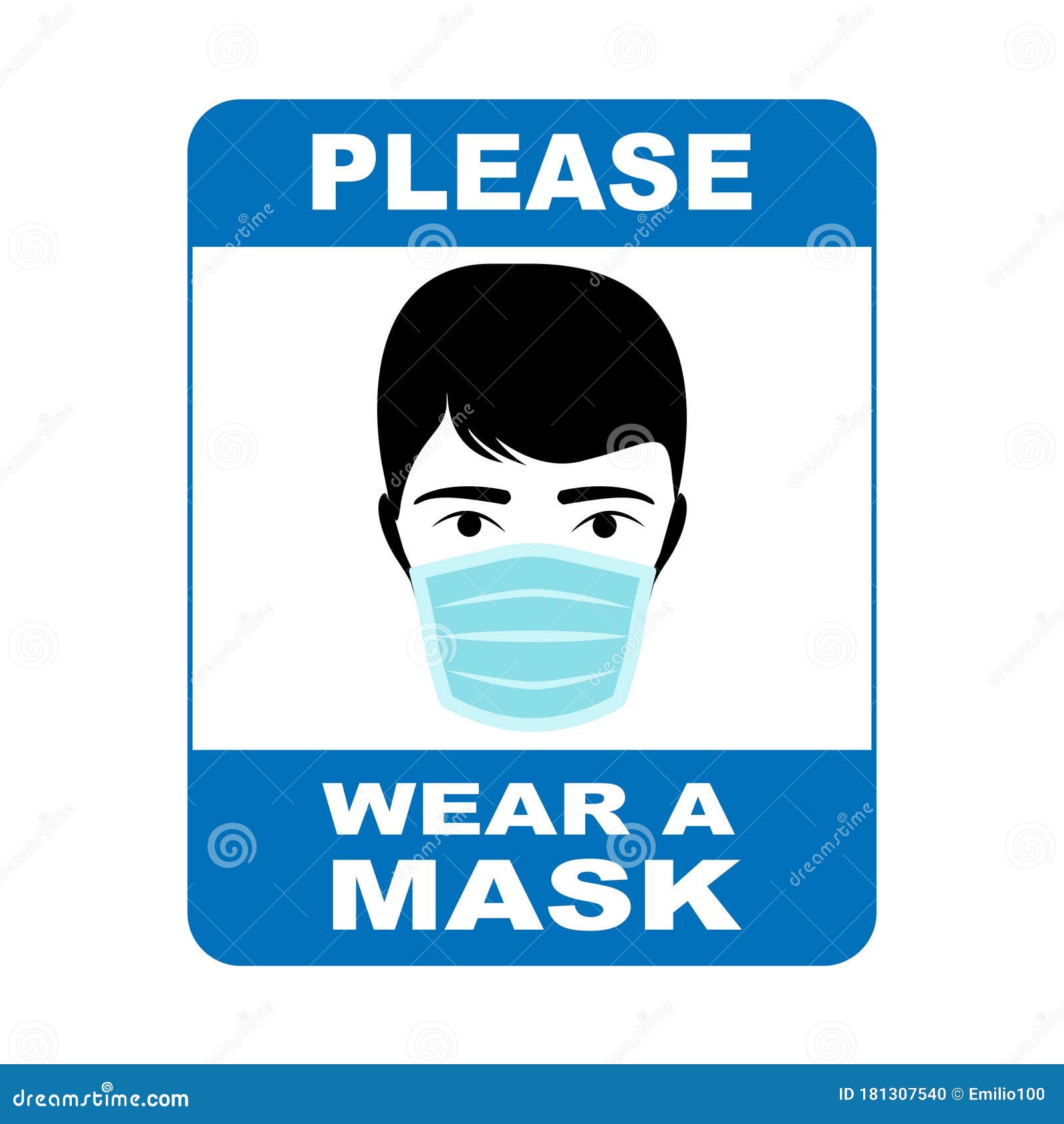 Please wear a mask sign stock vector. Illustration of print - 181307540
