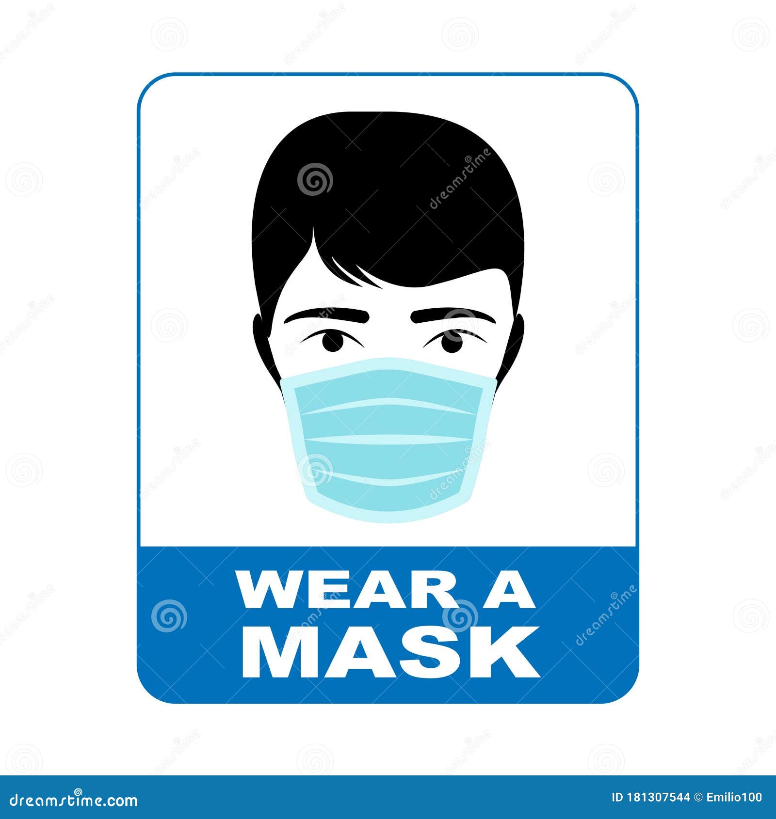 Wear a Mask Sign, Vector Illustration Stock Vector - Illustration of ...