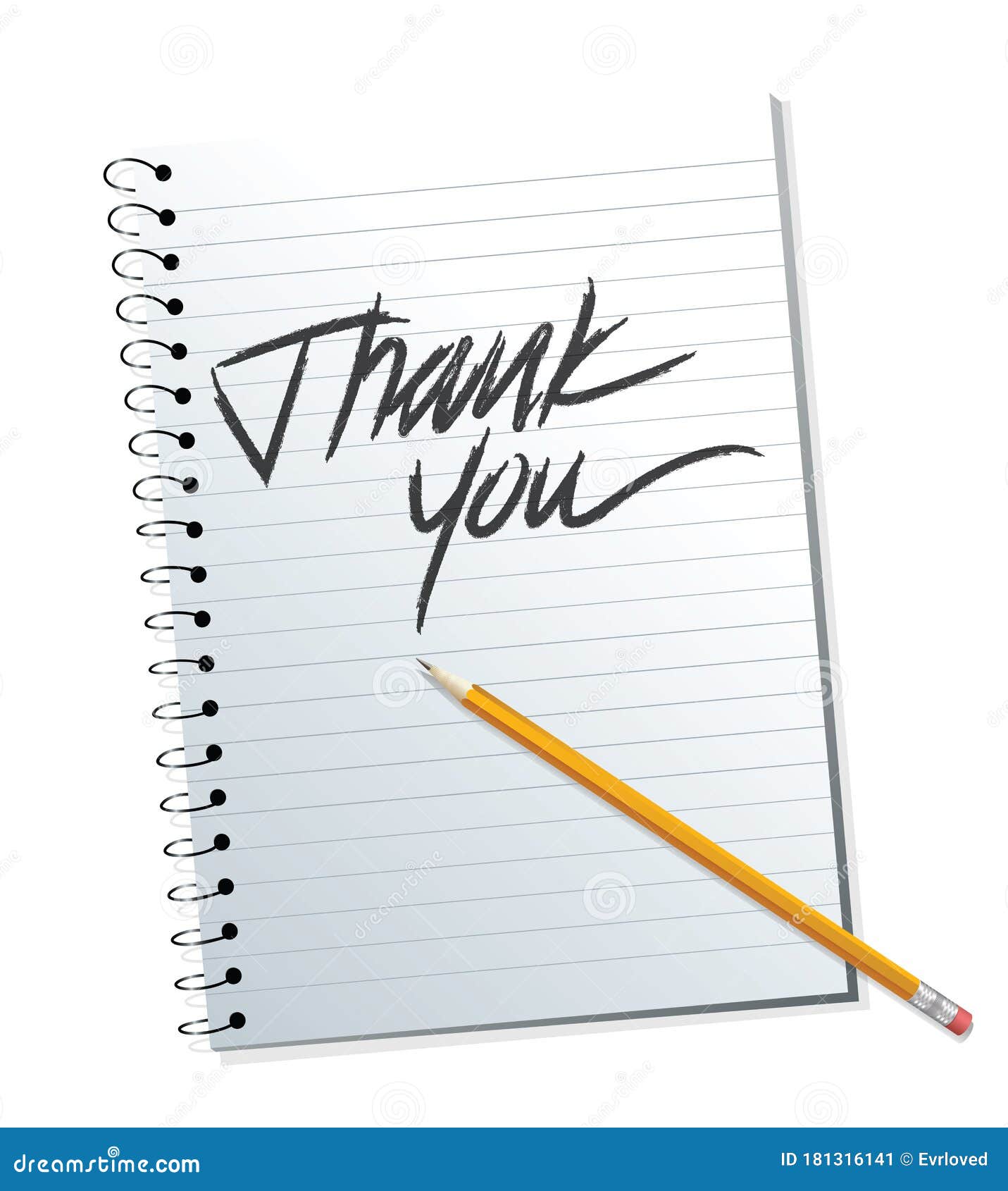 Notebook and Pencil with a `Thank You` Stock Vector - Illustration of ...