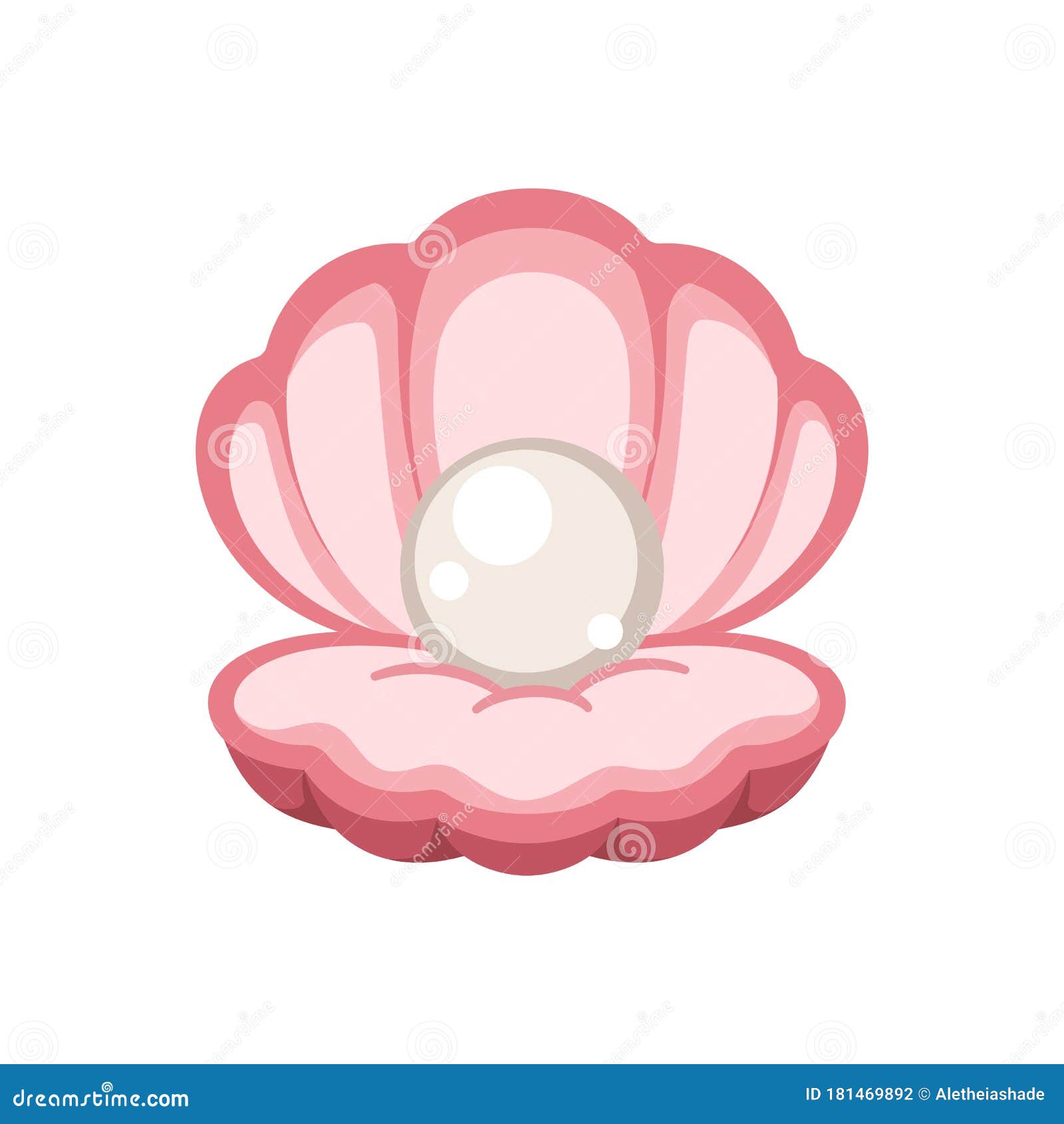 Pink Open Sea Shell with White Pearl Inside Vector Art Design ...