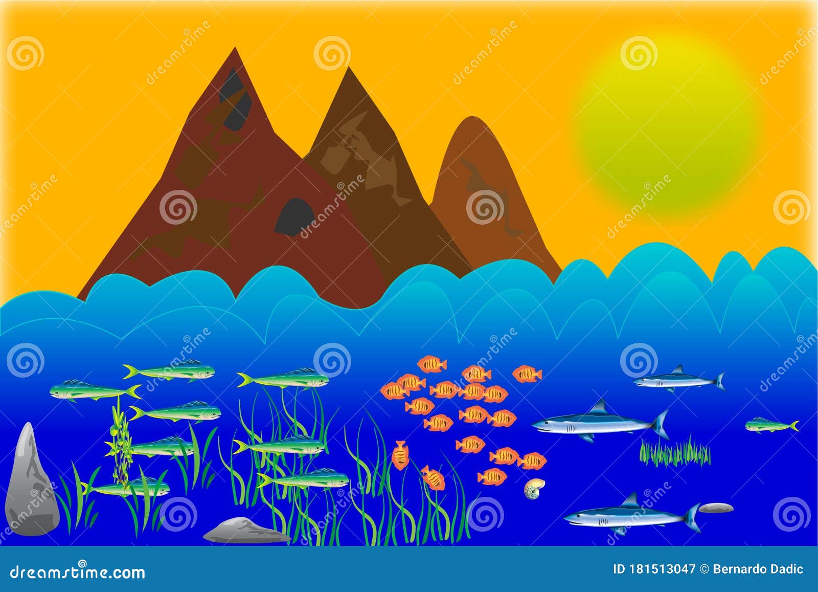 Underwater life. stock vector. Illustration of landscape - 181513047