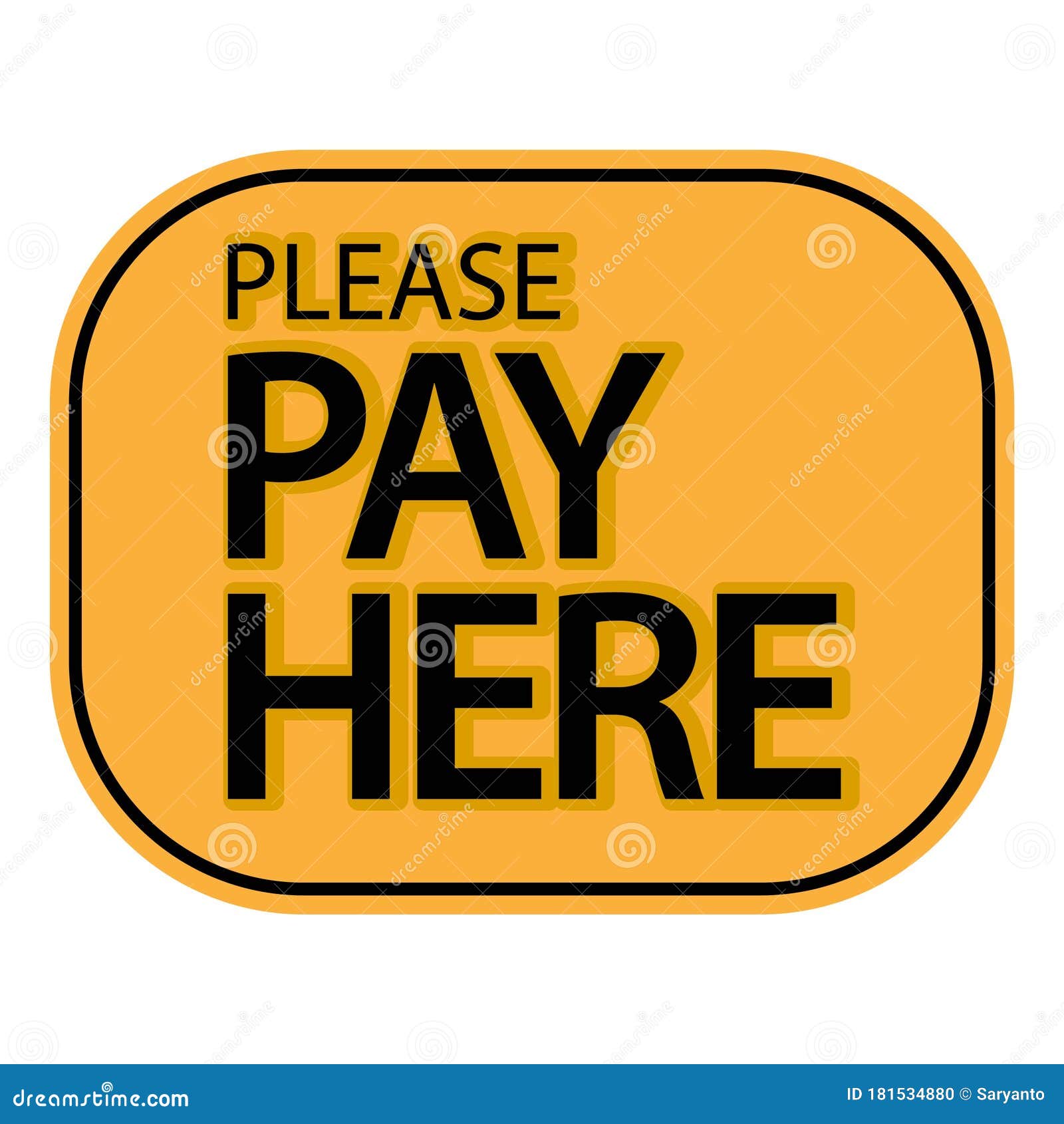 Please Pay Here Vector. Flat Design. Vector Illustration on White ...