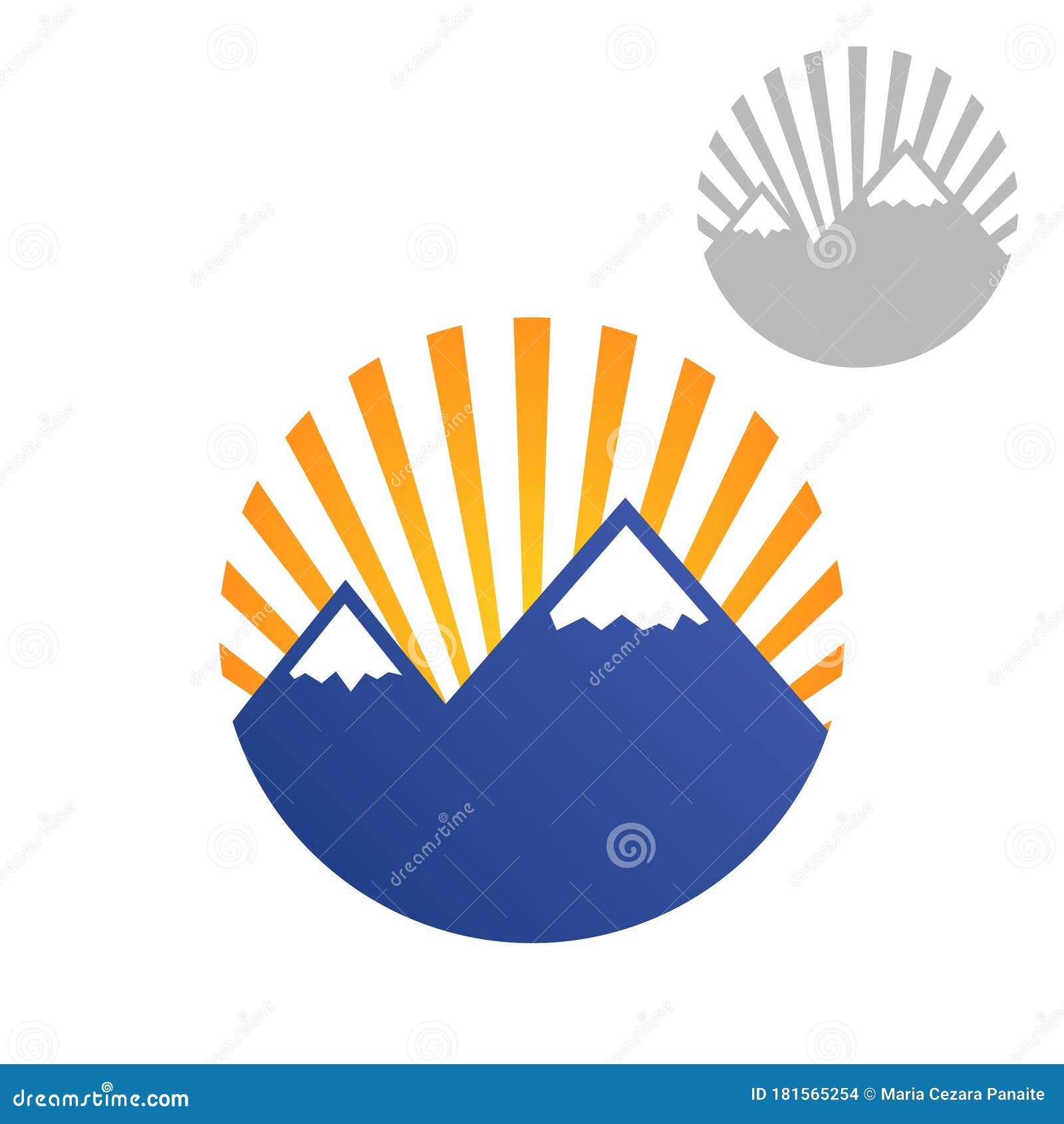 Simple Sun Rays Mountain Round Logo Stock Vector - Illustration of dusk ...
