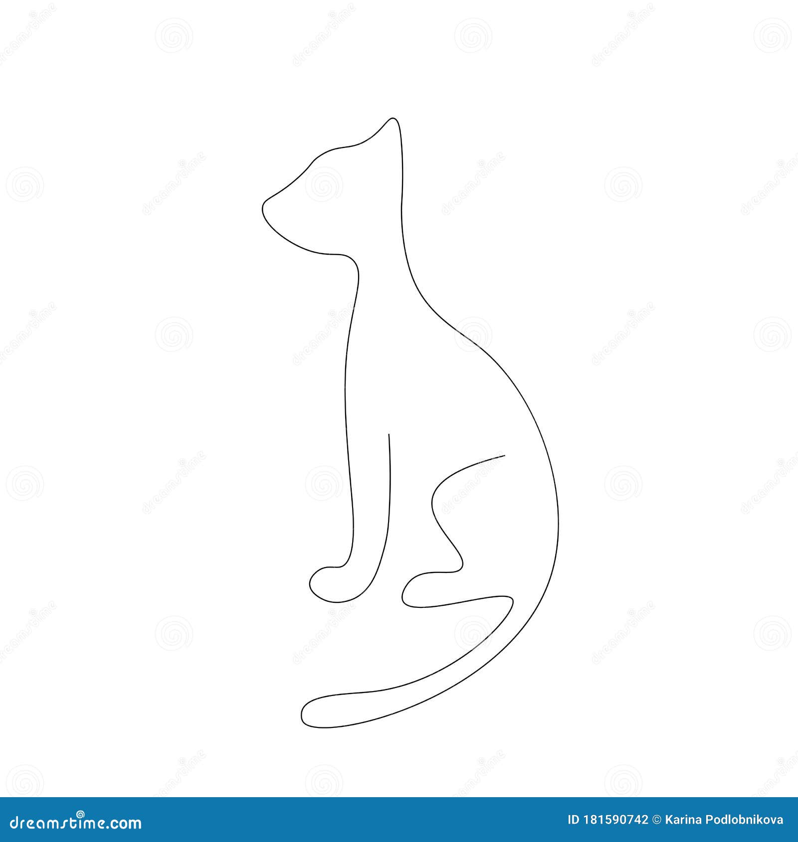 Cat Silhouette Line Drawing Vector Illustration Stock Vector ...