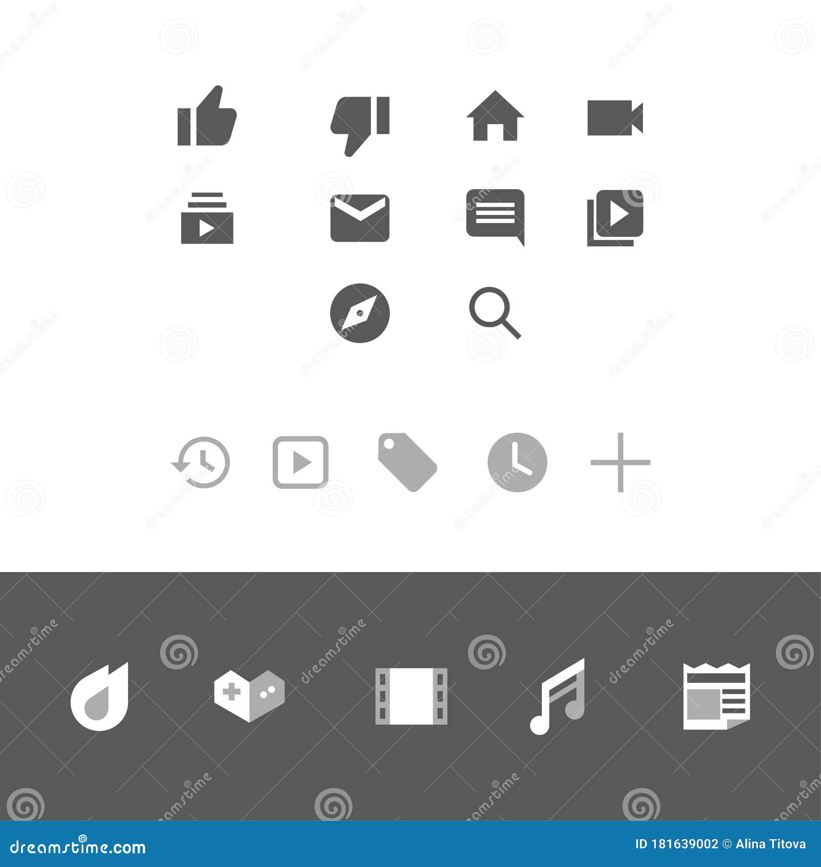 Icons youtube set. stock vector. Illustration of ð²ð¸ð - 181639002