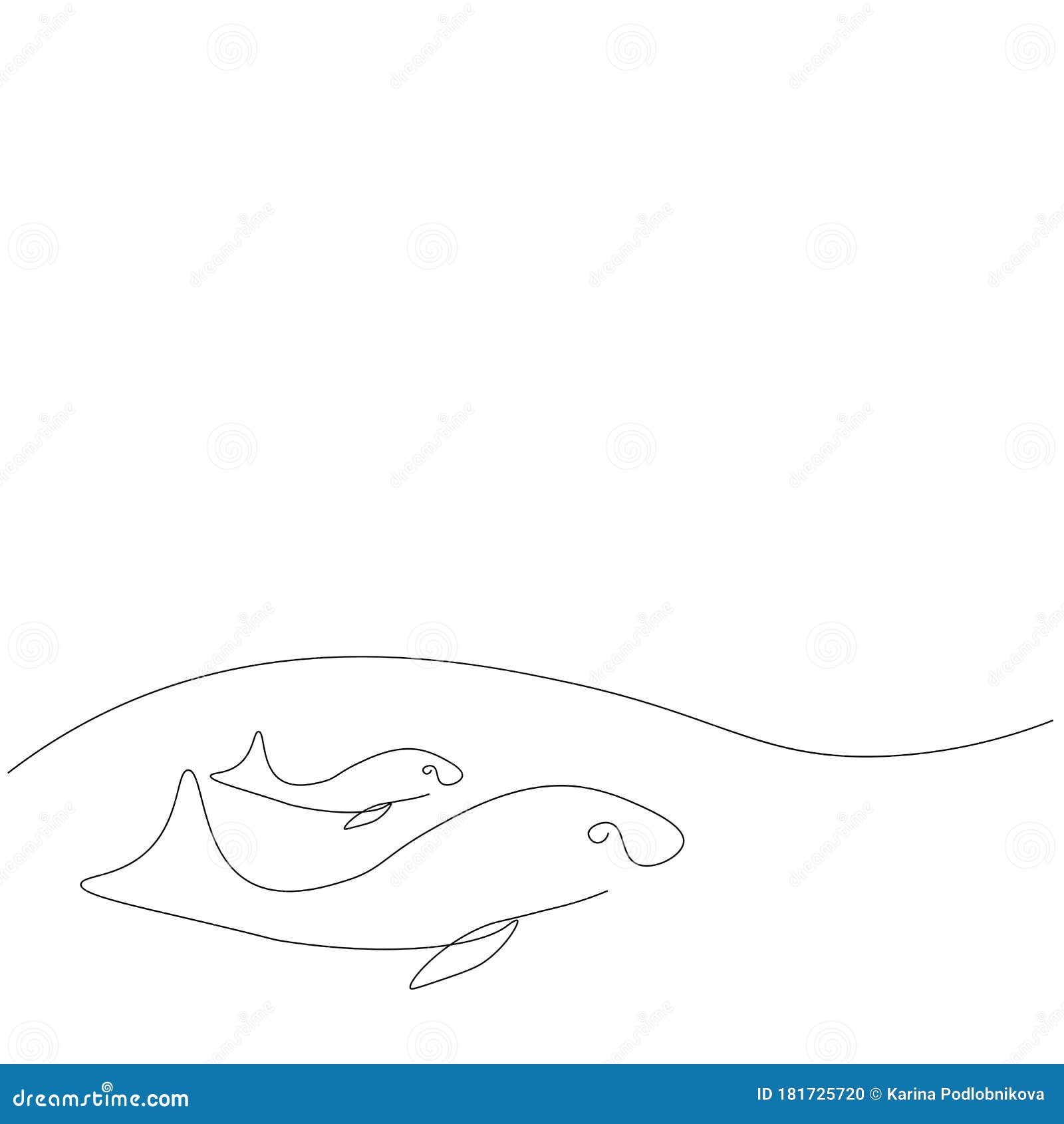 Whale Line Drawing, Vector Illustration Stock Vector - Illustration of ...