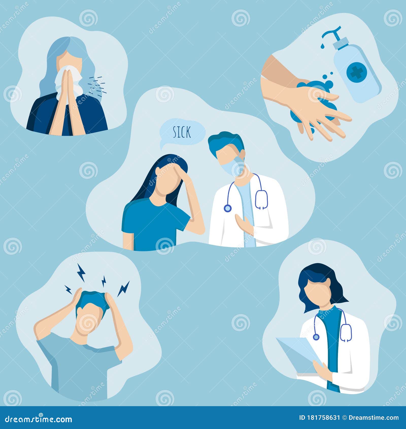 Set of Illustrations about the Disease Stock Vector - Illustration of ...