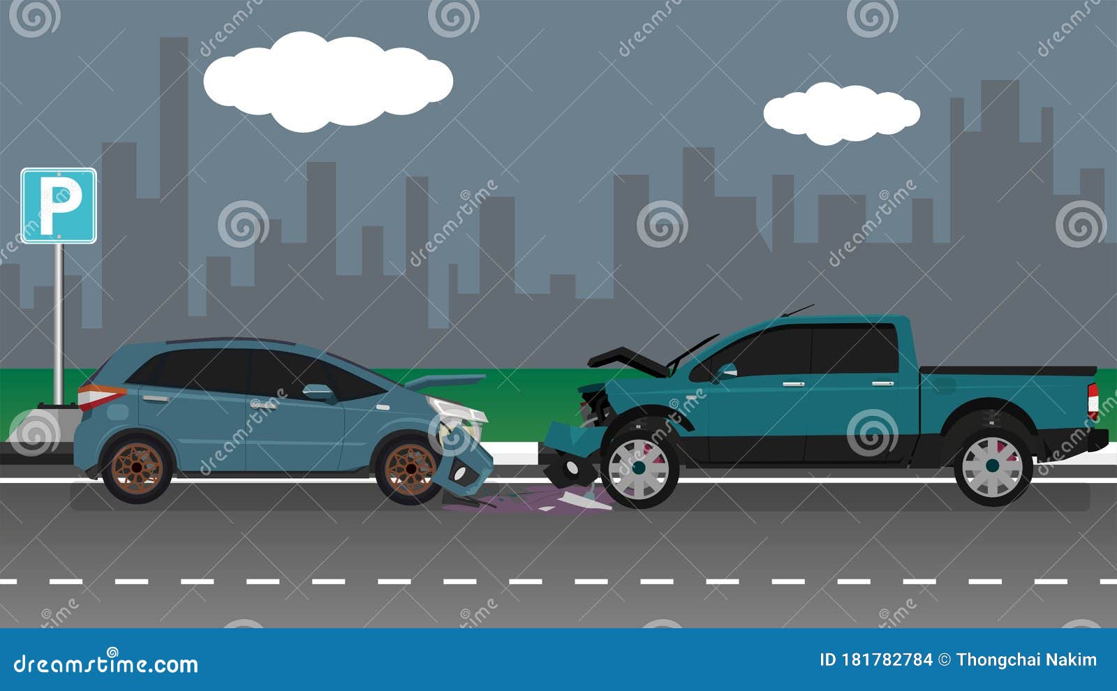 Tow Truck. Damaged Car Evacuation Road Accident Crash Broken Transport ...