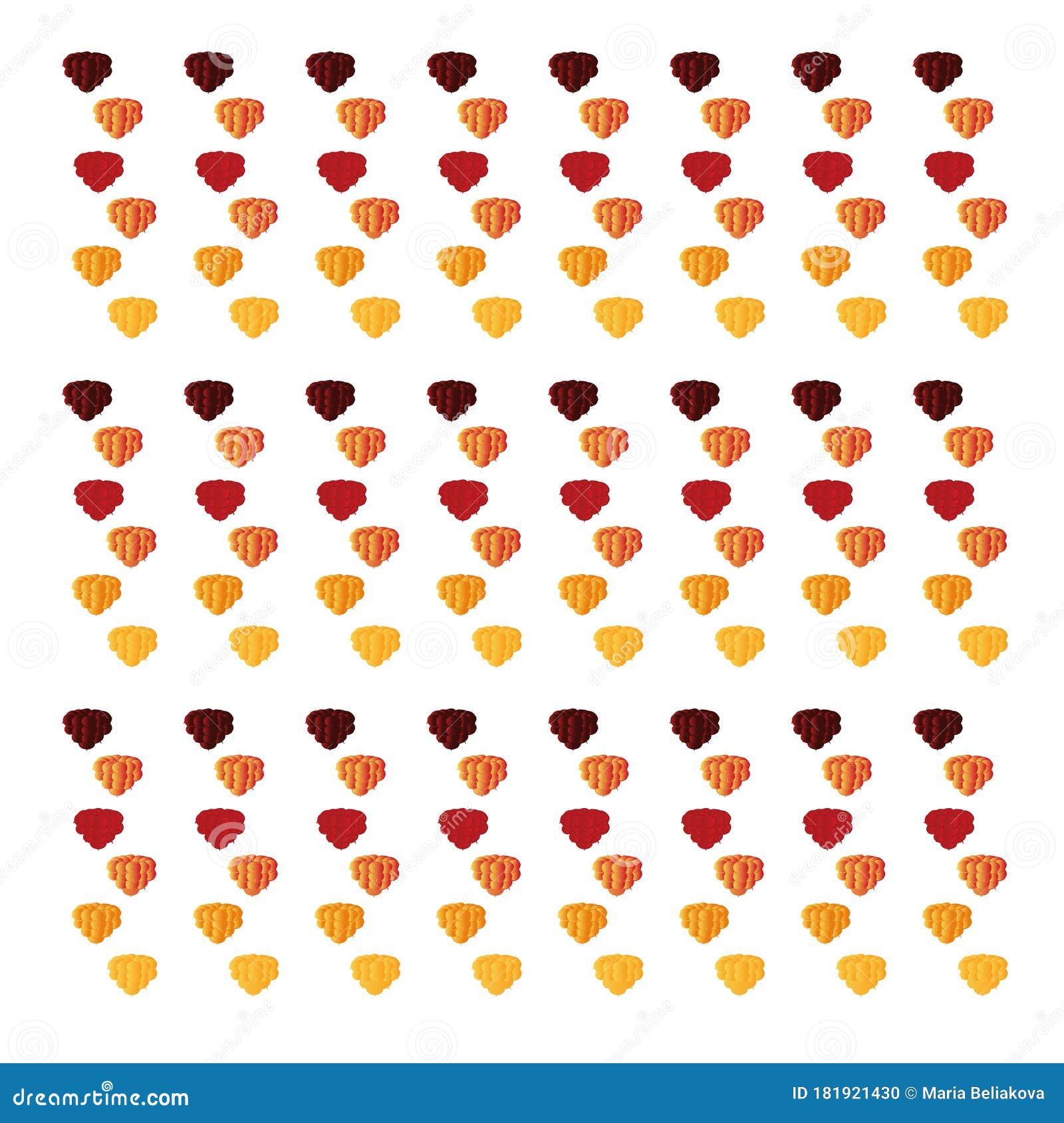 Seamless Pattern with Multi-colored Raspberries on a White Stock Vector ...