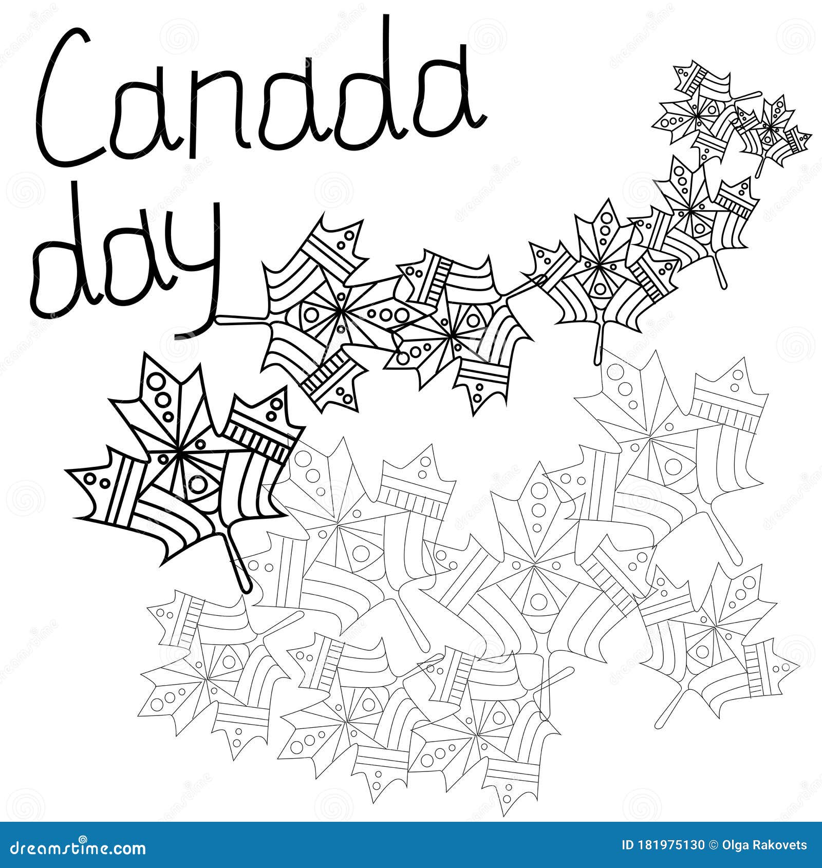 Outline Maple Leaves for Canada Day Stock Illustration - Illustration ...