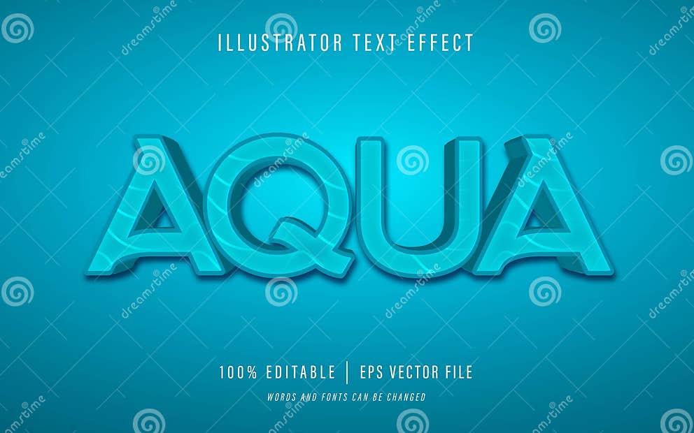 3d Aqua Text Effect - Editable Text Effect Stock Vector - Illustration ...