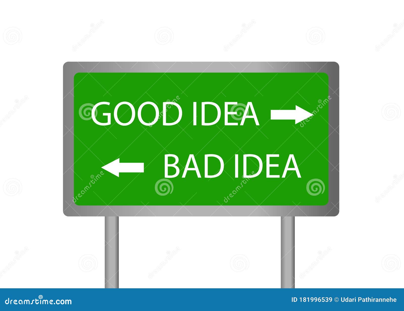 Road Sign Board for Good and Bad Idea Stock Vector - Illustration of ...