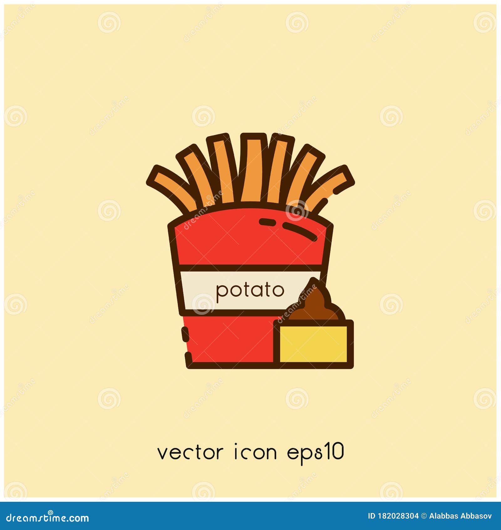 Fast Food, Fried Potatoes Vector Icon Illustration. Ui/Ux. Premium ...