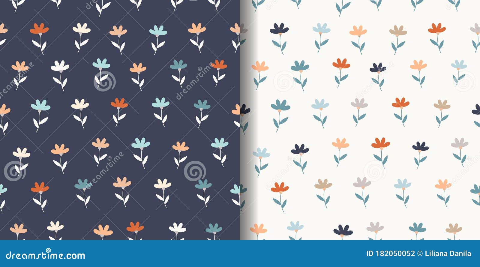Floral Seamless Patterns/backgrounds/wallpapers Set with Elegant Design ...