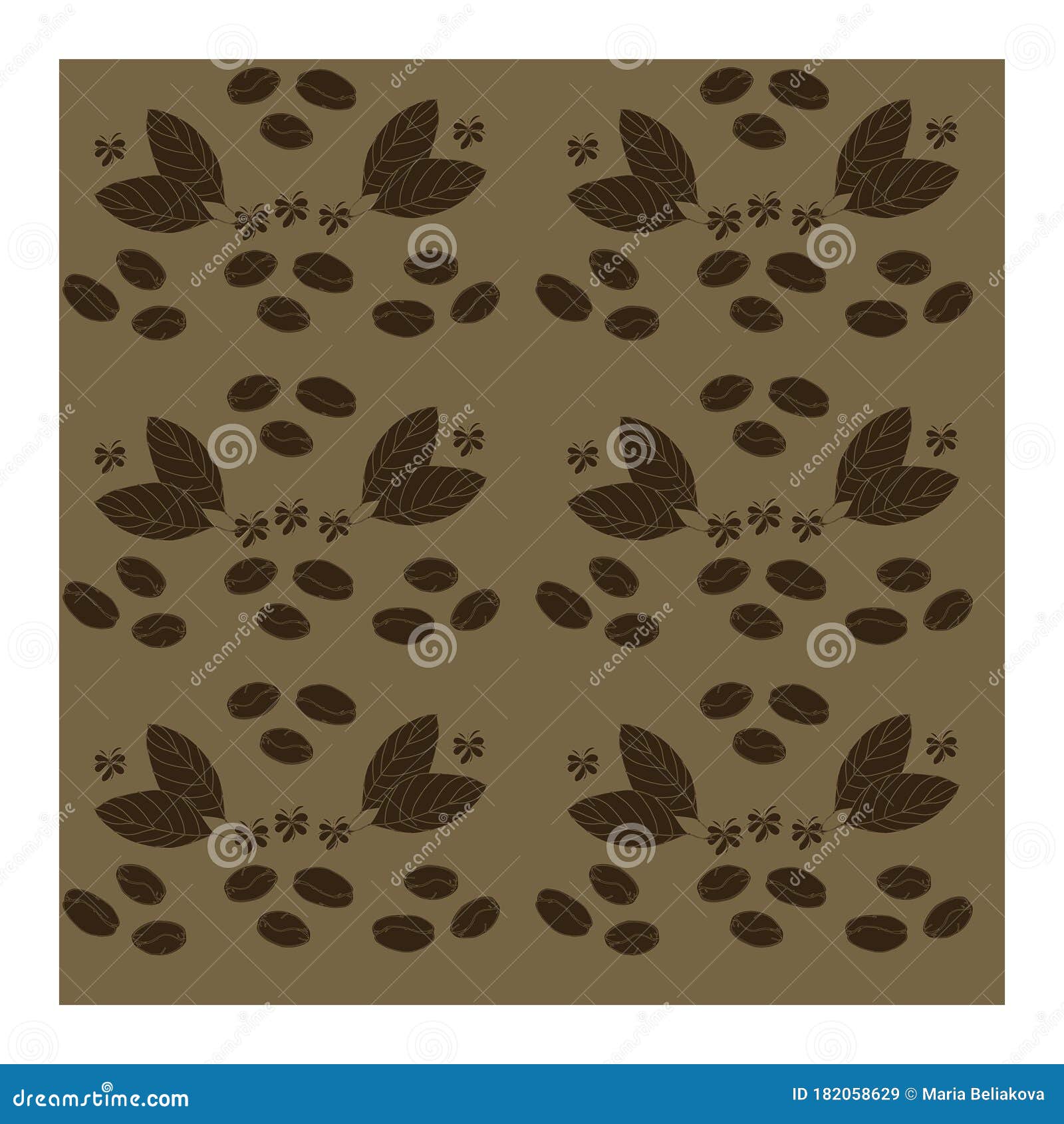 Seamless Pattern of Coffee Beans Leaves and Flowers of the Coffee Tree ...