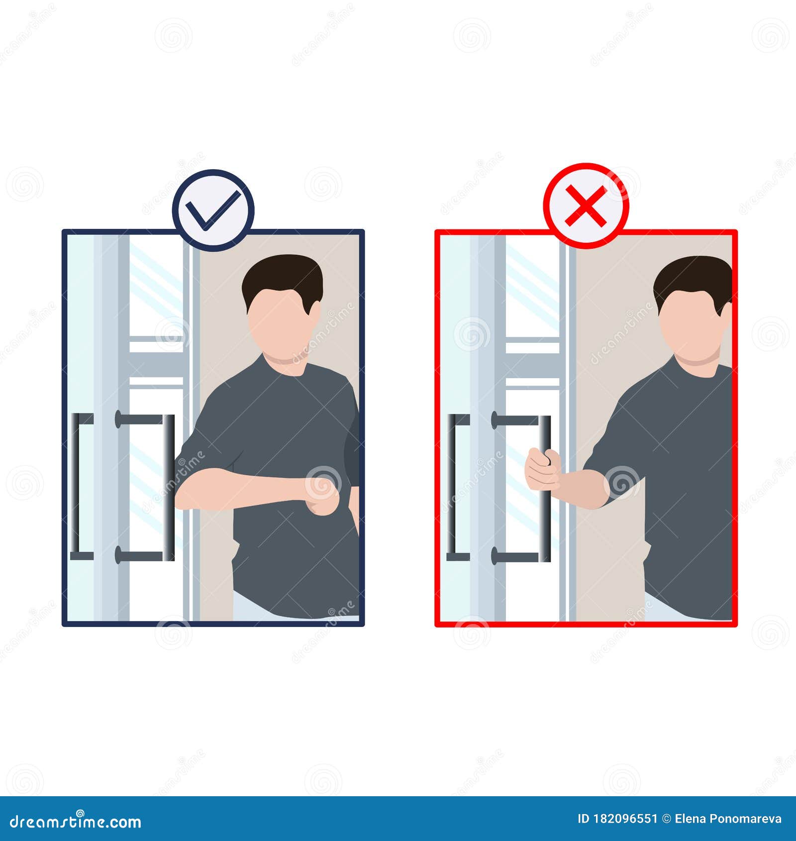Dos and Don`ts Touch the Door Handle. Stock Illustration - Illustration ...