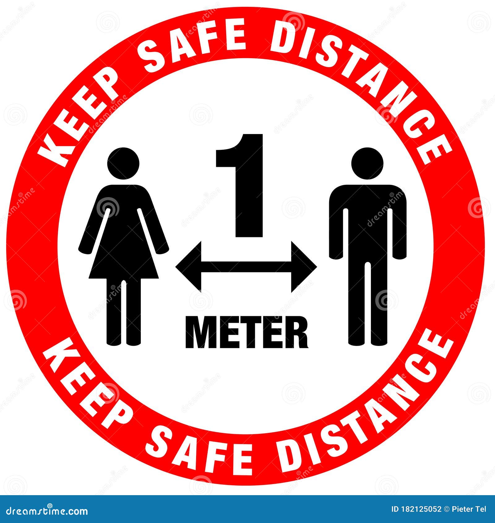 Warning Sign, Corona and COVID-19, 1 Meter Stock Illustration ...