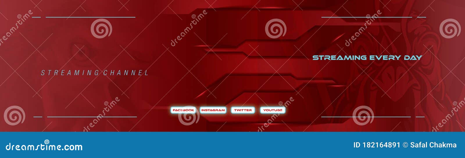 Professional Red Color Twitch Gaming Cover Design. Stock Vector ...