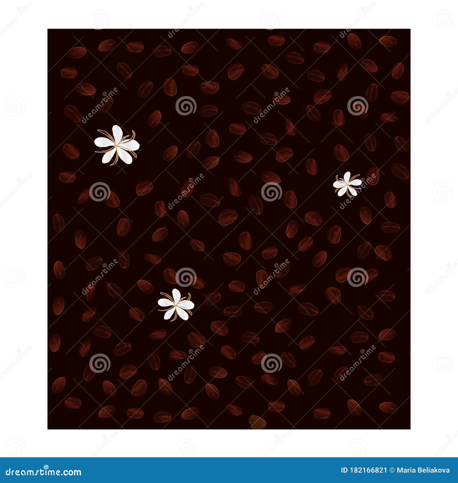 Seamless Pattern of Coffee Beans and White Flowers of the Coffee Tree ...