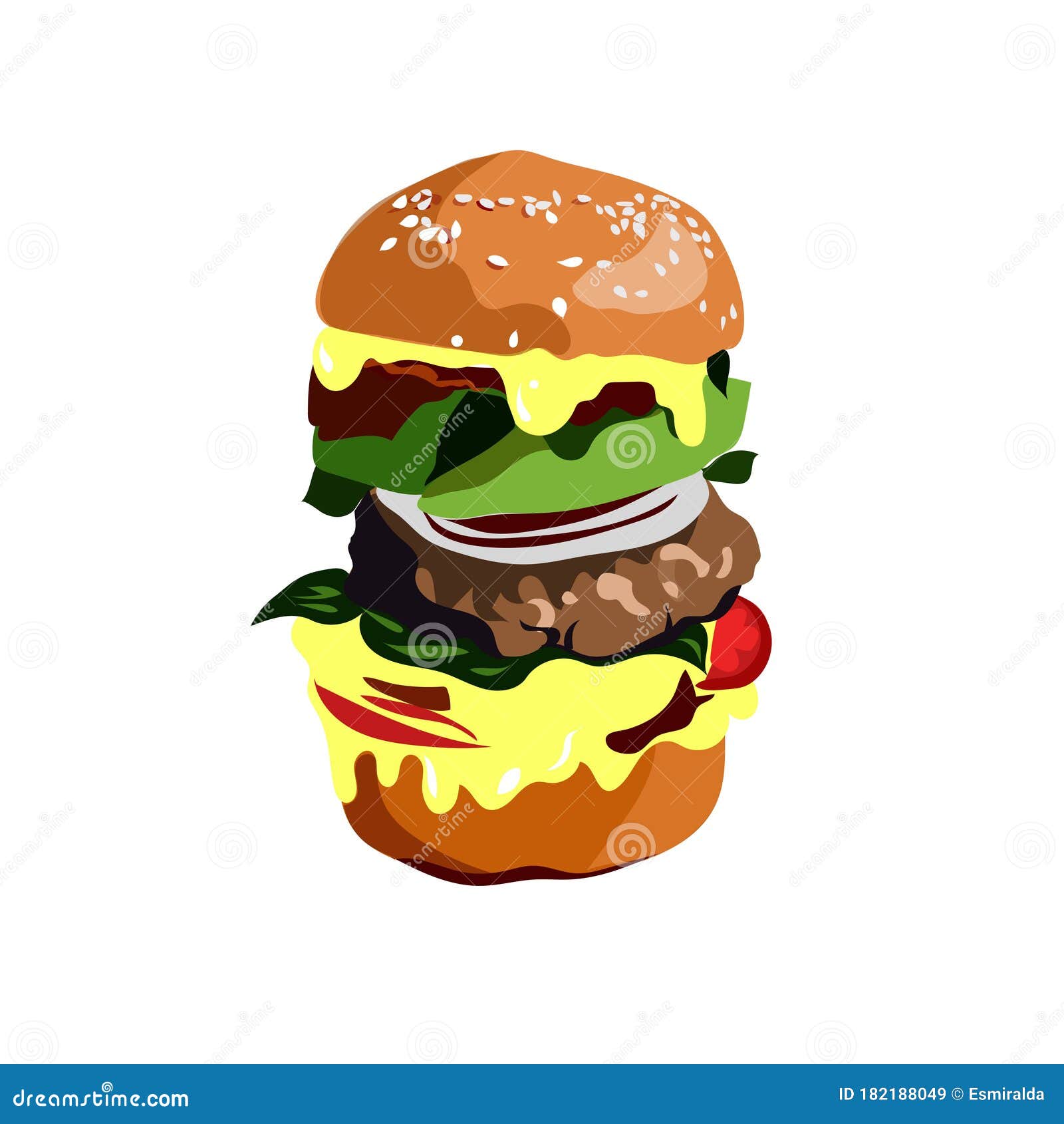 Big Burger with Vegetables. Vector Illustration Stock Vector ...