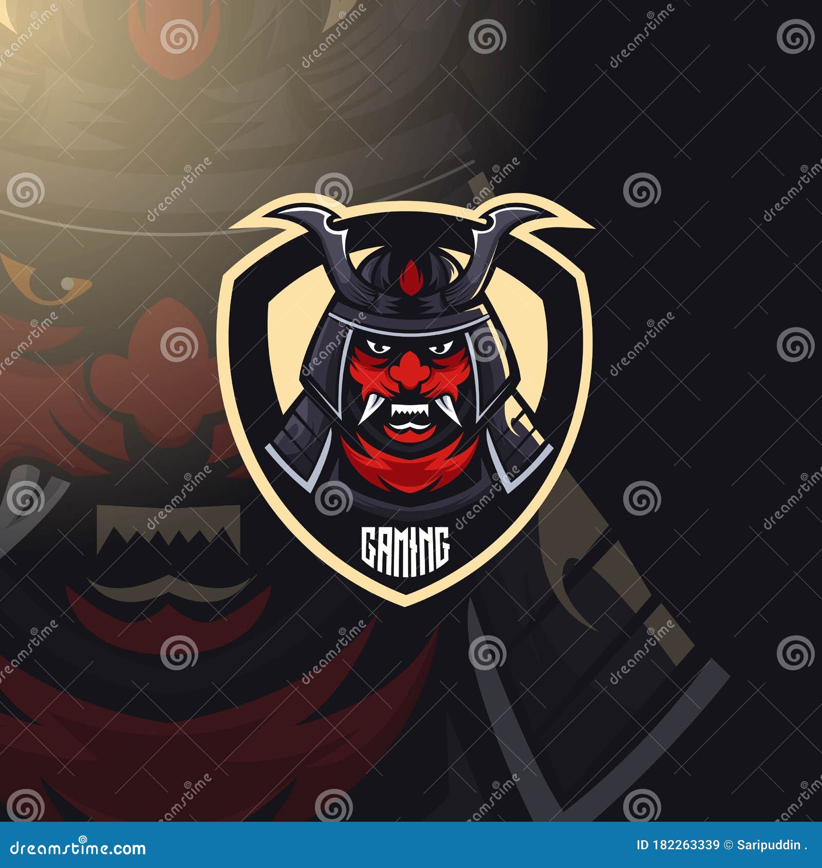 Angry Samurai Warrior Illustration For Sport Team Cartoon Vector ...