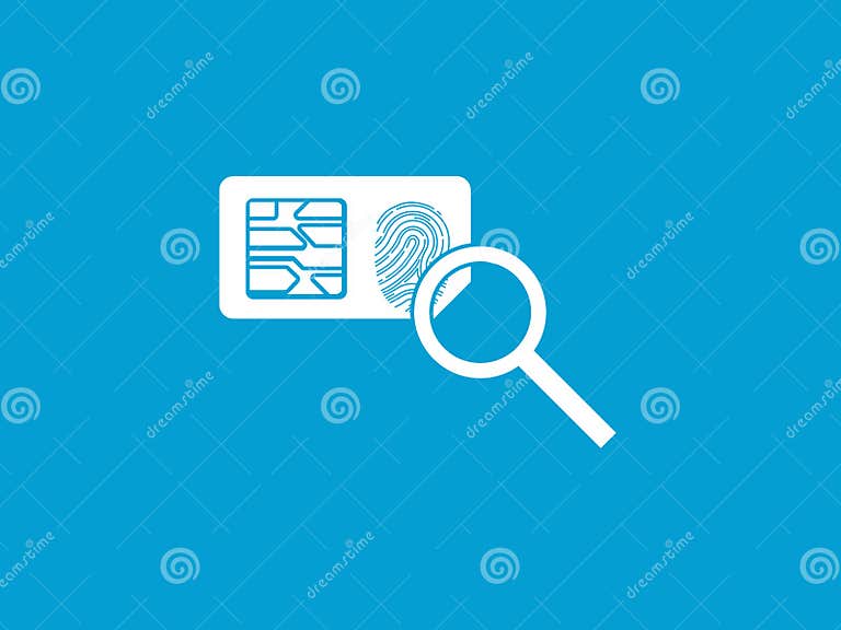 Fingerprint Sim Card and Magnifying Glass Bio-metric System Icon Stock ...