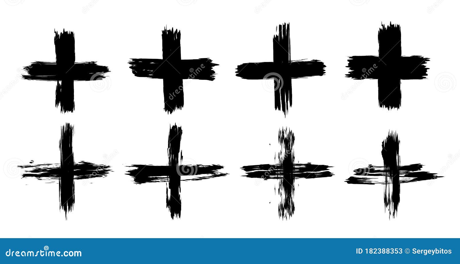 Set of Plus Signs in Grunge Style Stock Vector - Illustration of equal ...