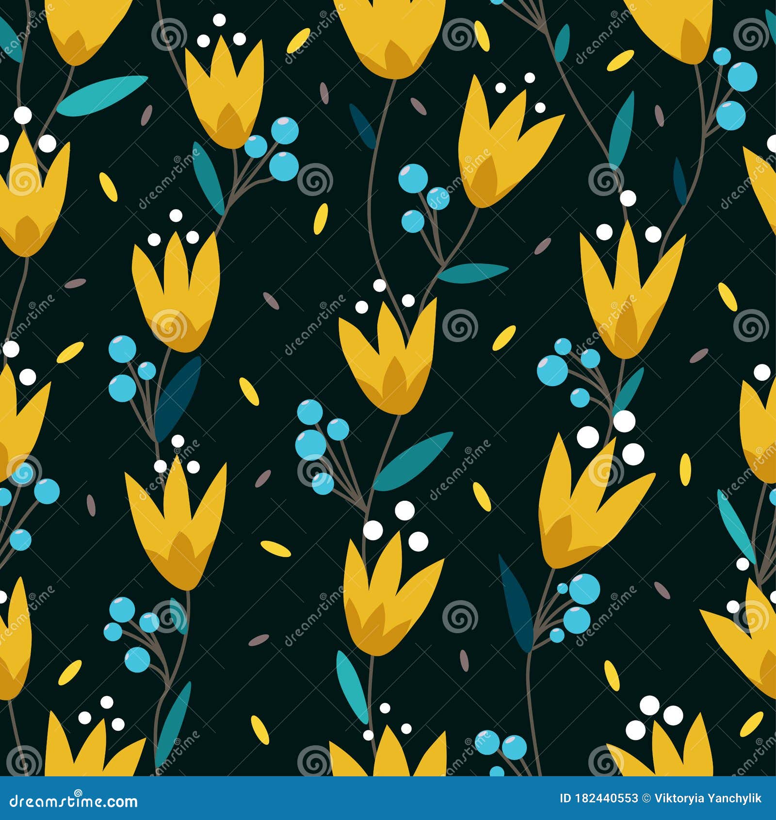 Seamless Floral Pattern. Modern Pattern with Yellow Flowers Stock ...