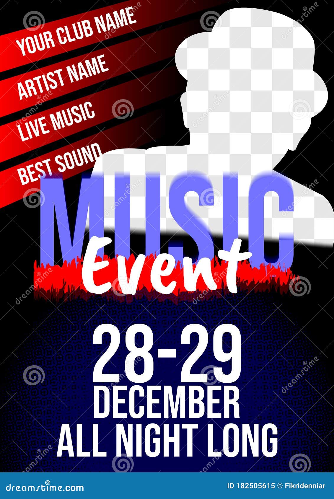 Music Show Poster Template. All Types of Music. Vector Illustration ...
