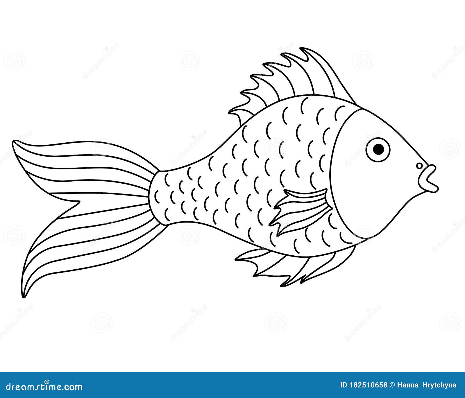 Small River or Aquarium Fish - Vector Linear Picture for Coloring ...
